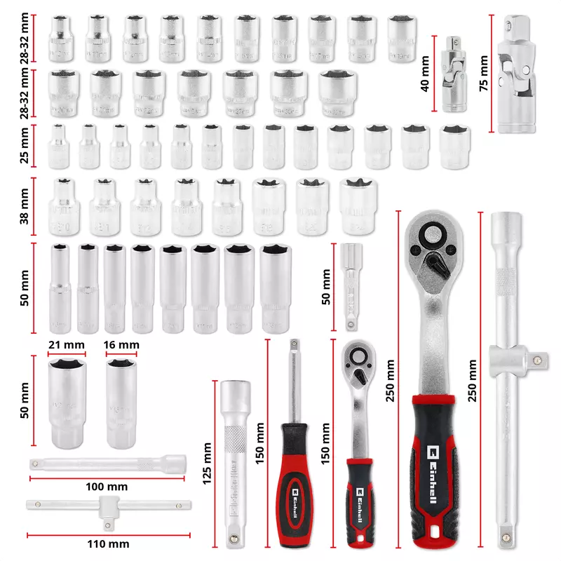 Einhell E-Case Tool Case Inlay E-Case Inlay 60-pc. Sockets and Ratchets