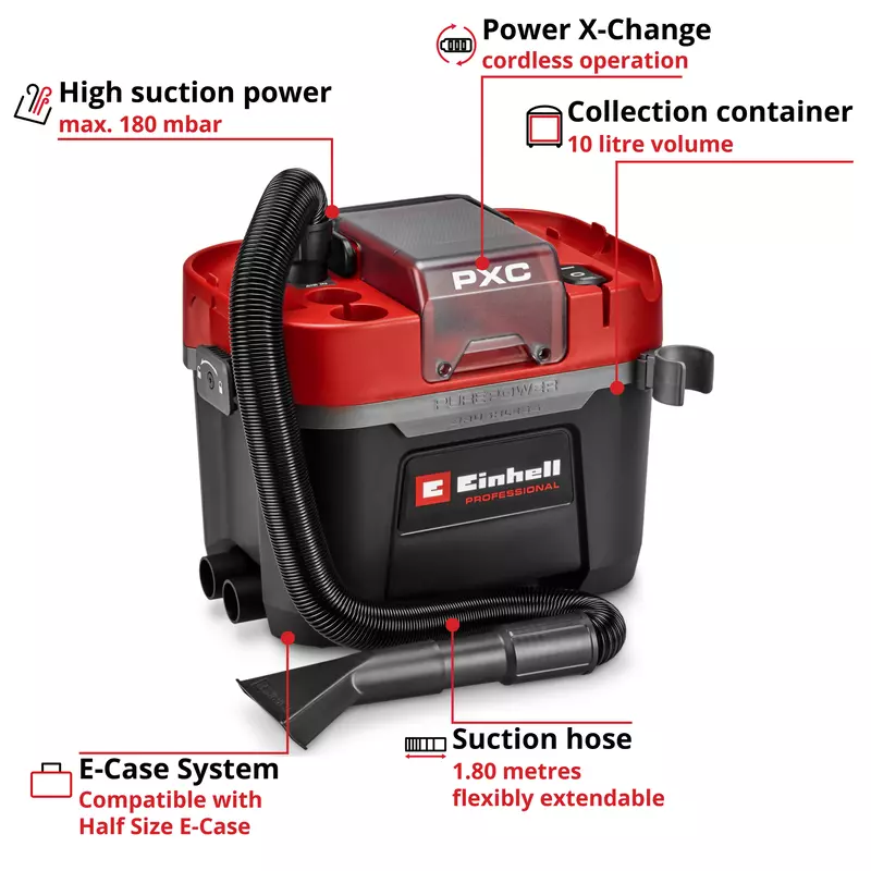 Einhell Cordless Wet/Dry Vacuum Cleaner TP-VC 18/10 Li BL L-Solo